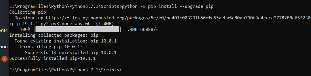 How to upgrade pip in Windows