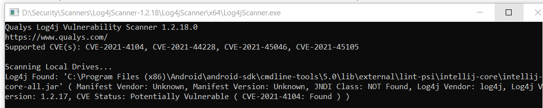 How to scan for log4j files in Windows using Qualys tool