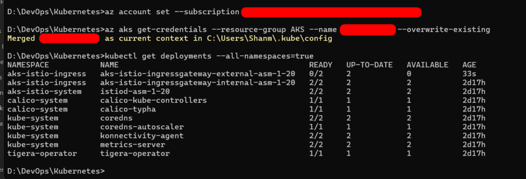Connecting to AKS via Azure CLI – Ramanean.com